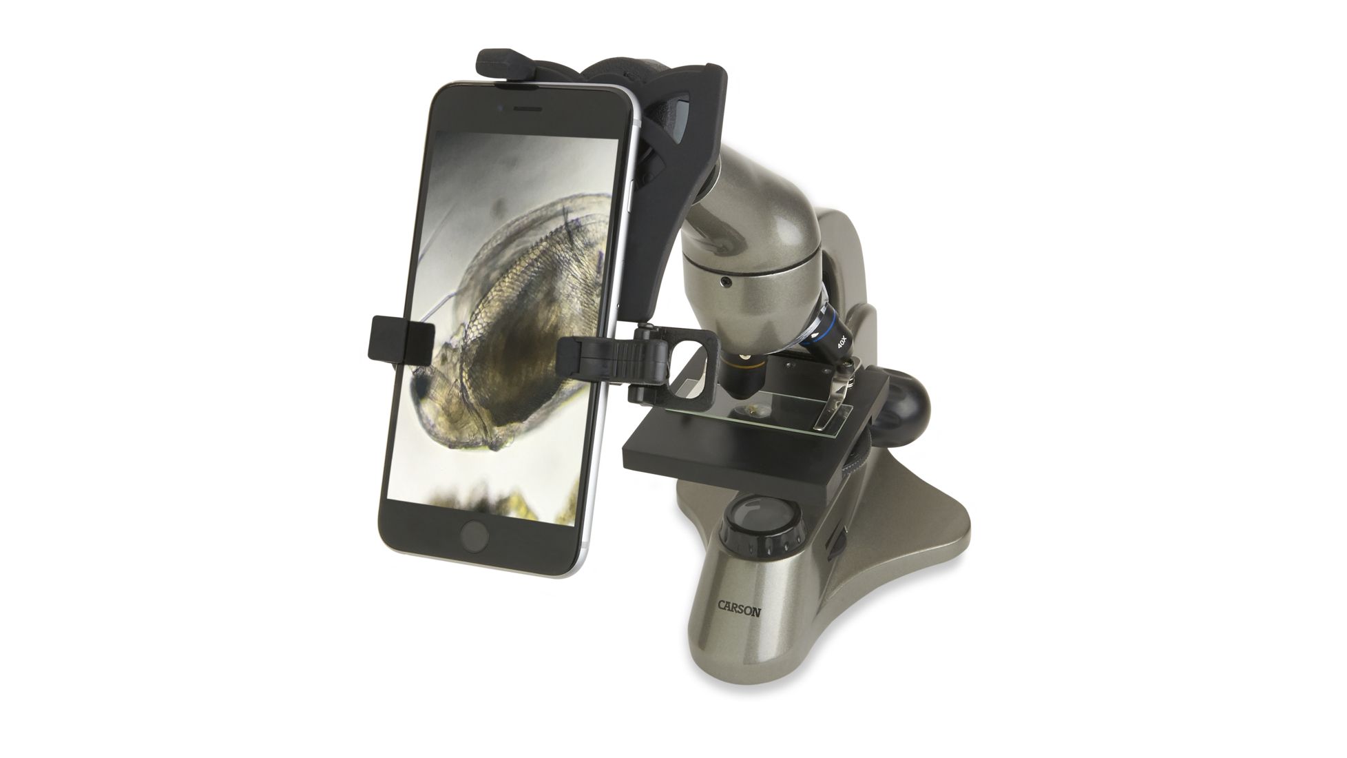 Carson 40x-499x Table Top Microscope w/Universal Smartphone Adapter ...